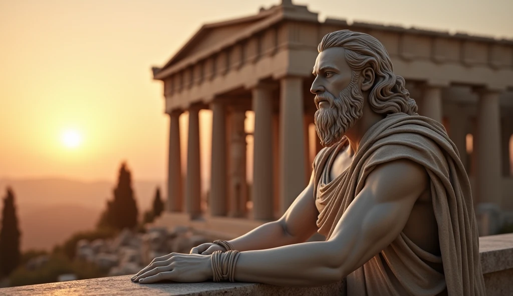 "A majestic, hyper-realistic statue of an ancient god of memory or ...