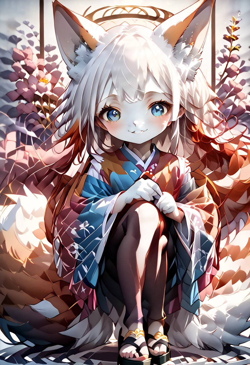 Female kitsune, snout fox, red hair fall in shoulders, orange - SeaArt AI