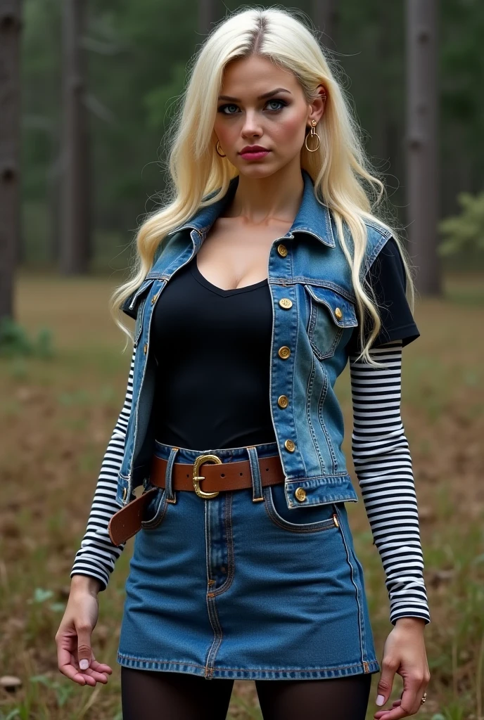 Beautiful, evil natural warrior woman with blonde hairs and blue eyes ...
