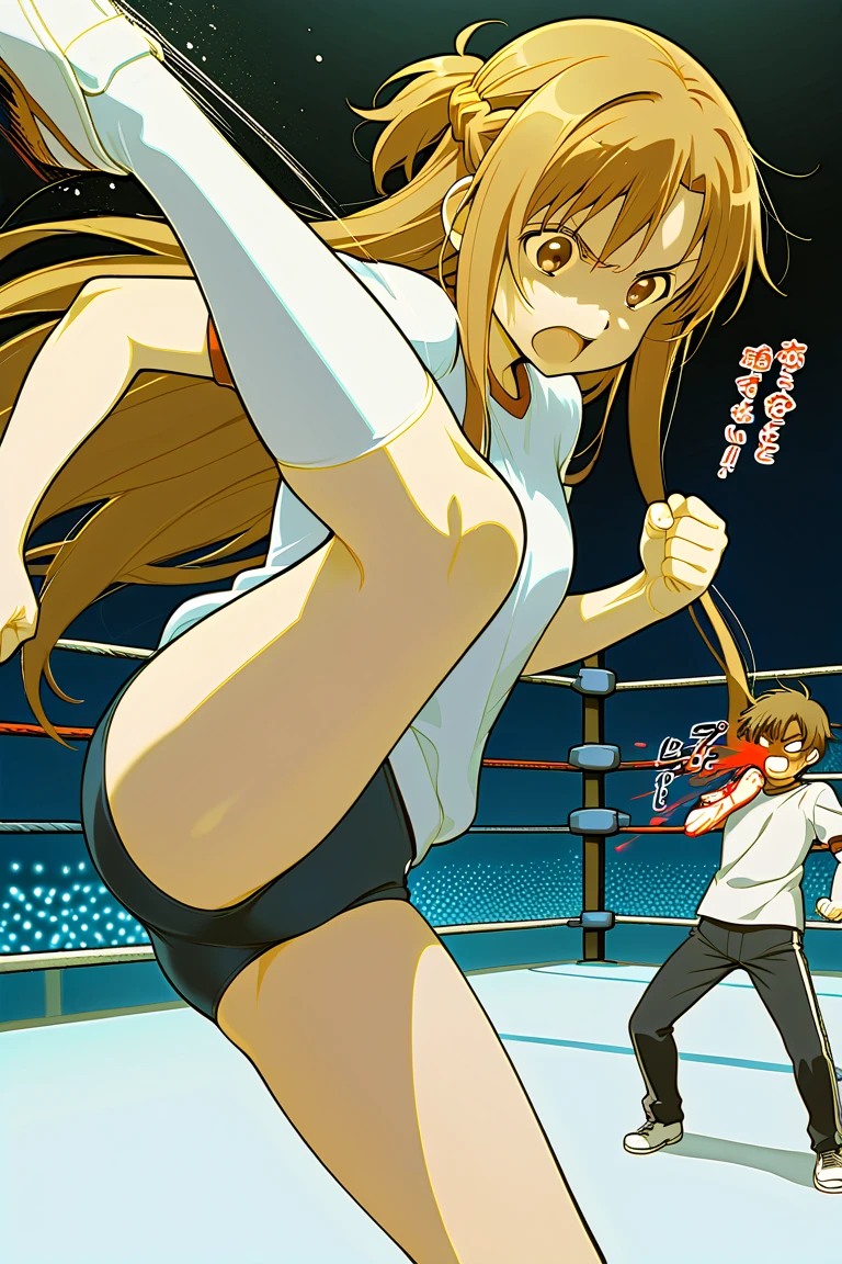 Aaasuna, long hair, brown hair, braid, brown eyes, white T-shirt ...