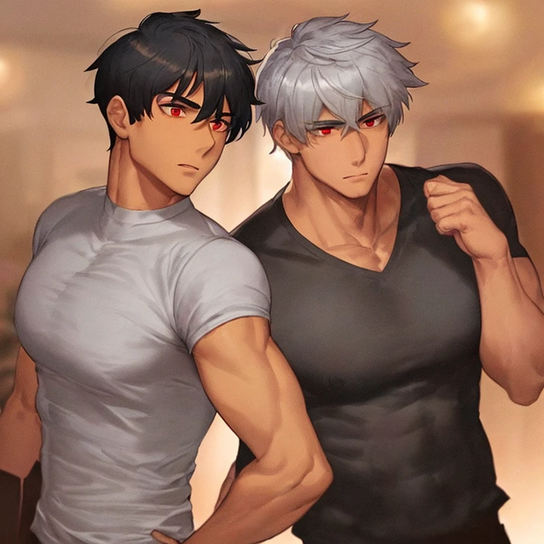 A handsome man with a handsome body, a tanned complexion, gray hair in ...