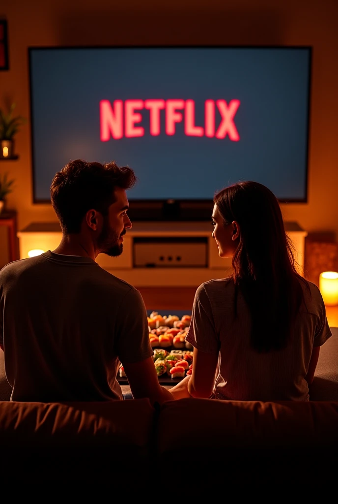Sushi date devant Netflix - SeaArt AI