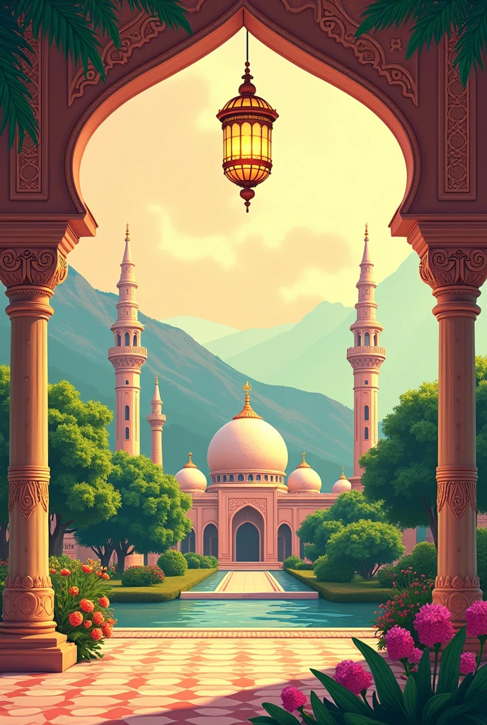 Generate a postcard in the style of the Islamic holiday Ramazan Hayit ...