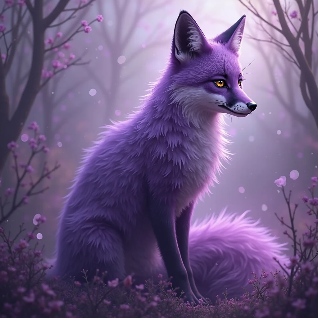 Purple fox with purple eyes - SeaArt AI