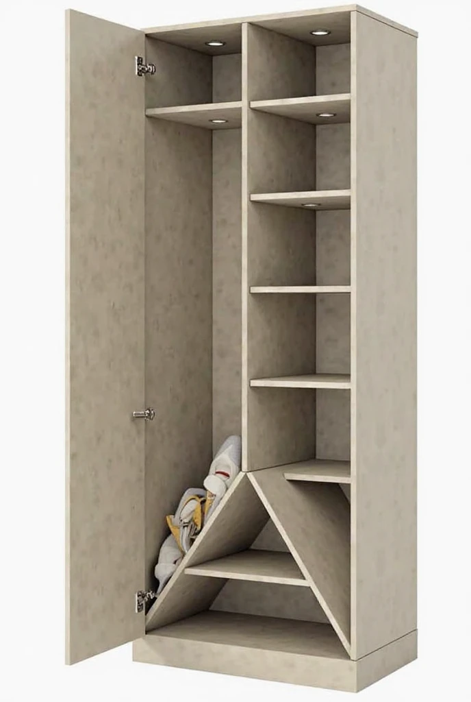 Cabinet with two vertical doors, 6 shelves and triangular shoe rack ...