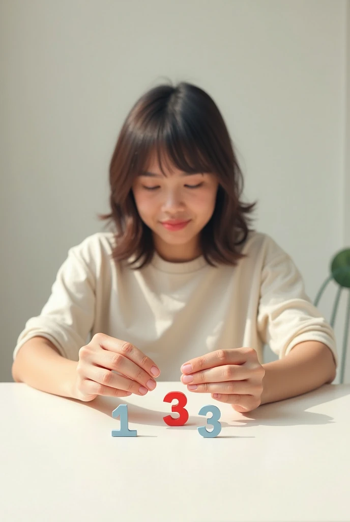A person shuffling the numbers from 1 to 3 and sequencing the results ...