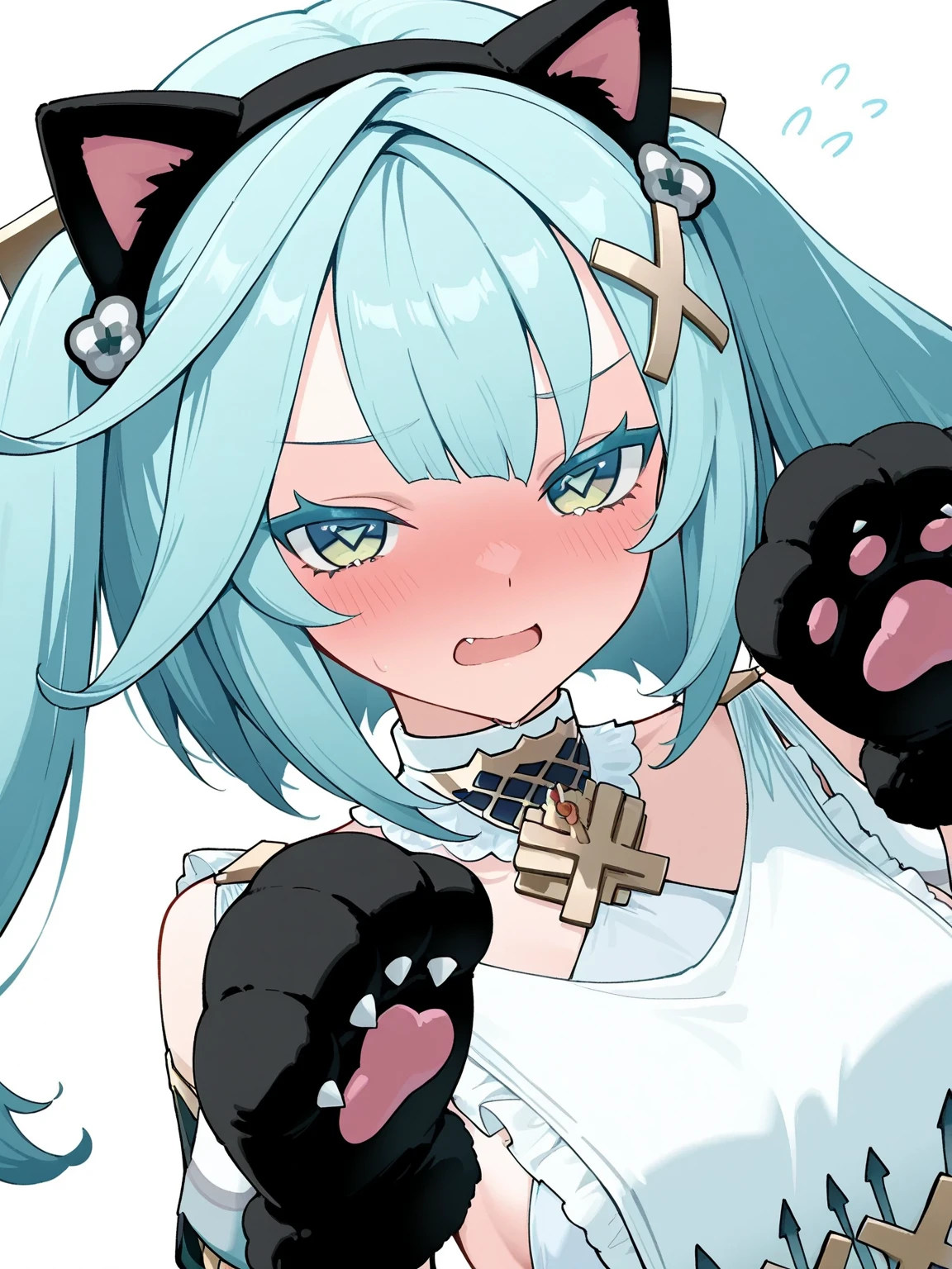 1girl,solo,faruzan \(Genshin Impact\),aqua hair,green eyes,twintails ...