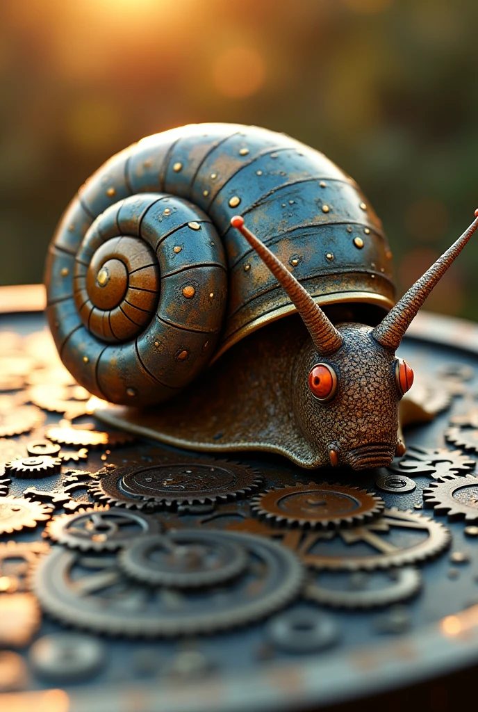 Embedding:lazypos, A cyclops snail made of roast gears sliding across a ...
