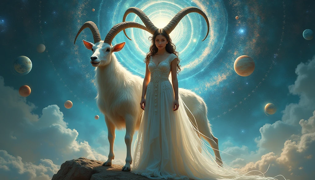 16 :9 that shows a goat representing the sign of Aries and a girl that ...