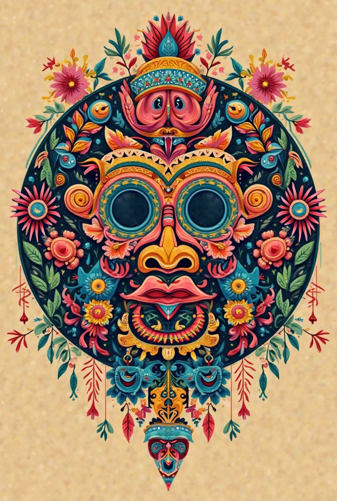Create me a circular image of Totonaca culture that is not ...