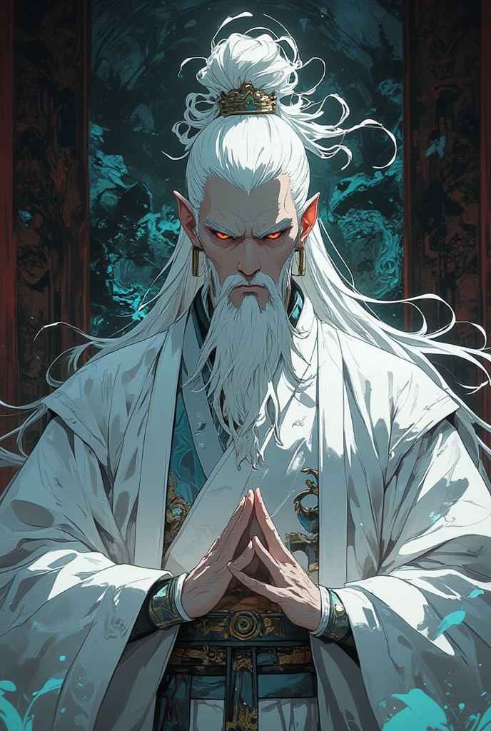 A Chinese man with a sharp mute face, fierce eyes, fair skin - SeaArt AI