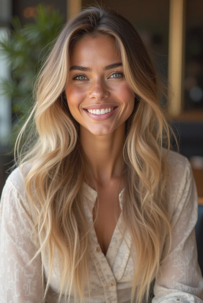 Create a 25-year-old digital influencer, loira, with a stunning and ...