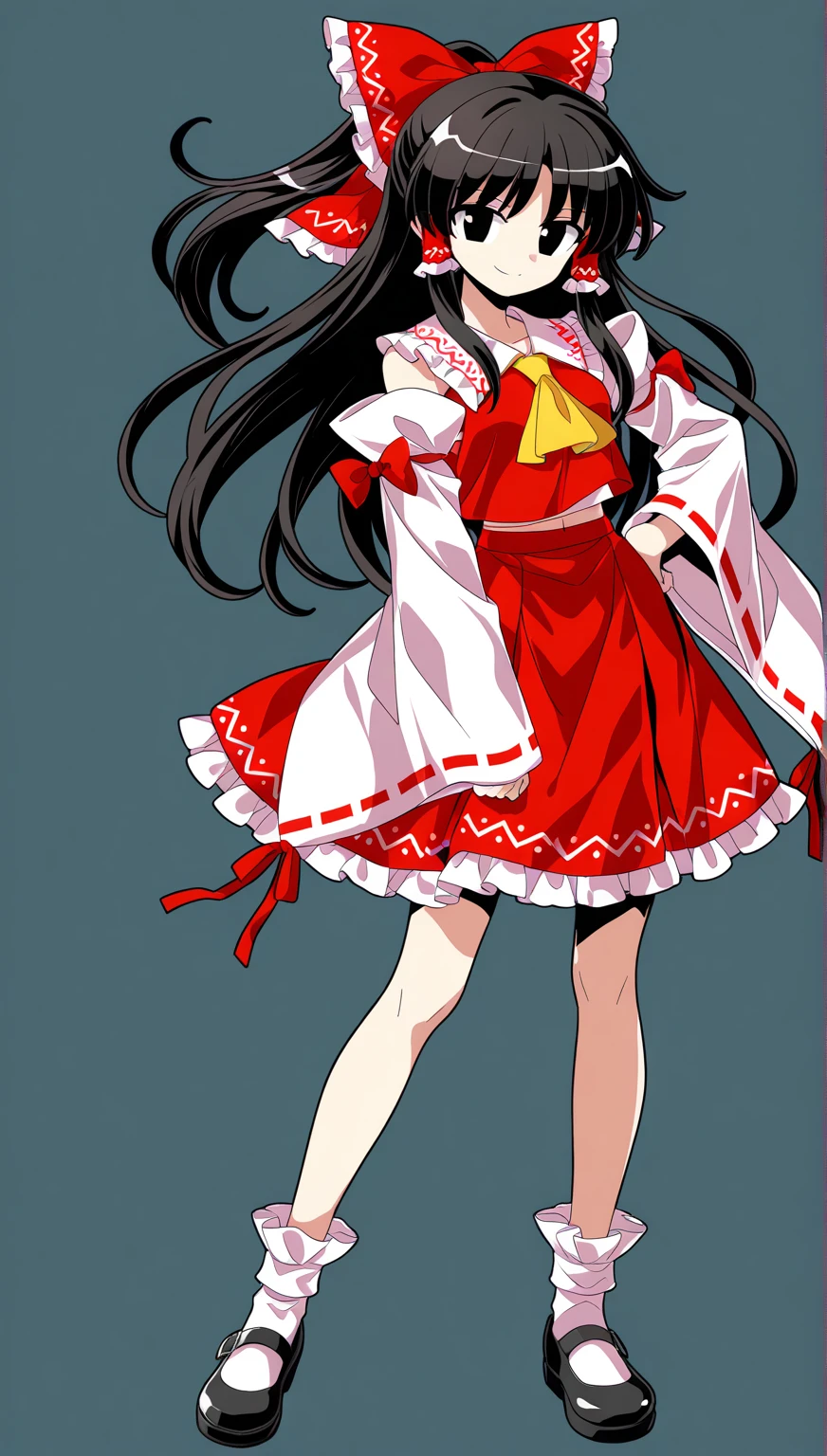 Hakurei reimu, 1girl, solo, long hair, looking at viewer, smile - SeaArt AI