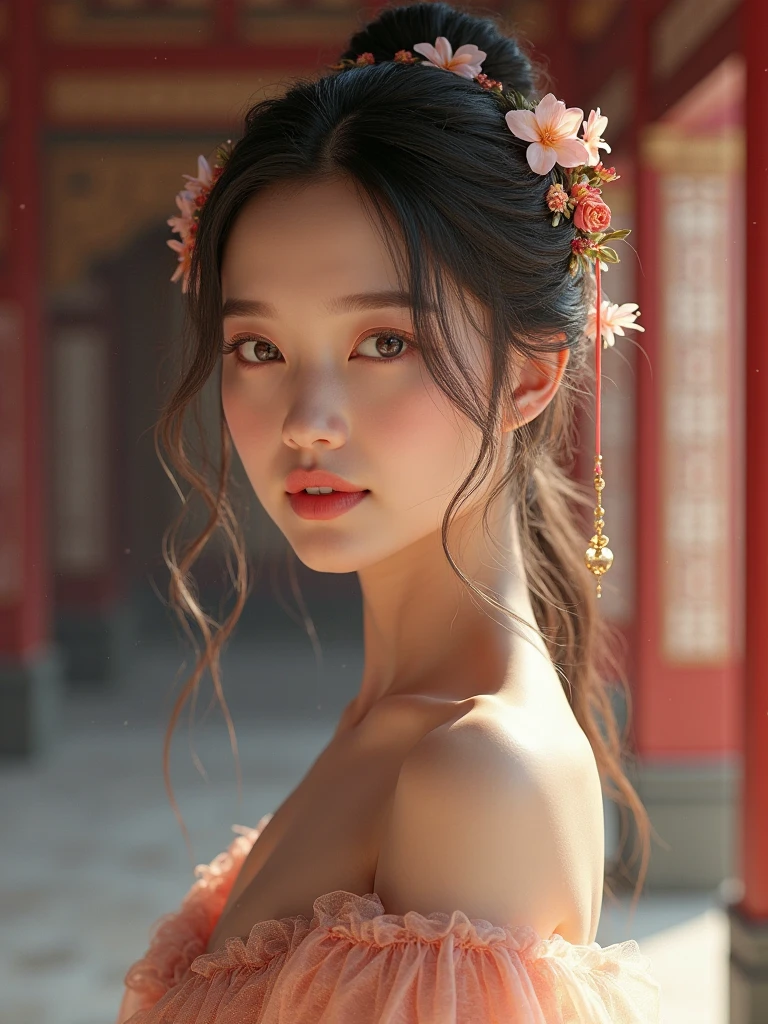 ((Bare shoulder)), ((knee shot)), ((Standing walking)), ((Elegant and ...