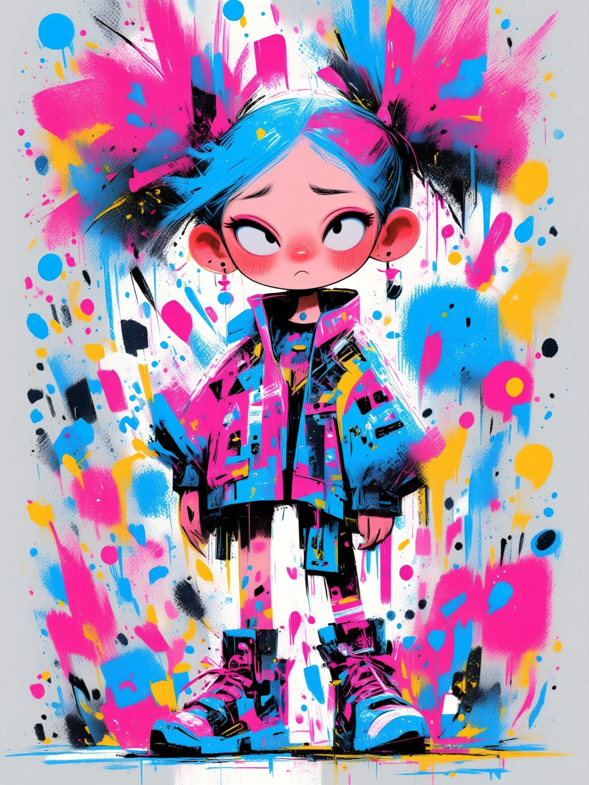 创意艺术插painting， hobbies ，Humorous，very funny punk wind bad girl - SeaArt AI