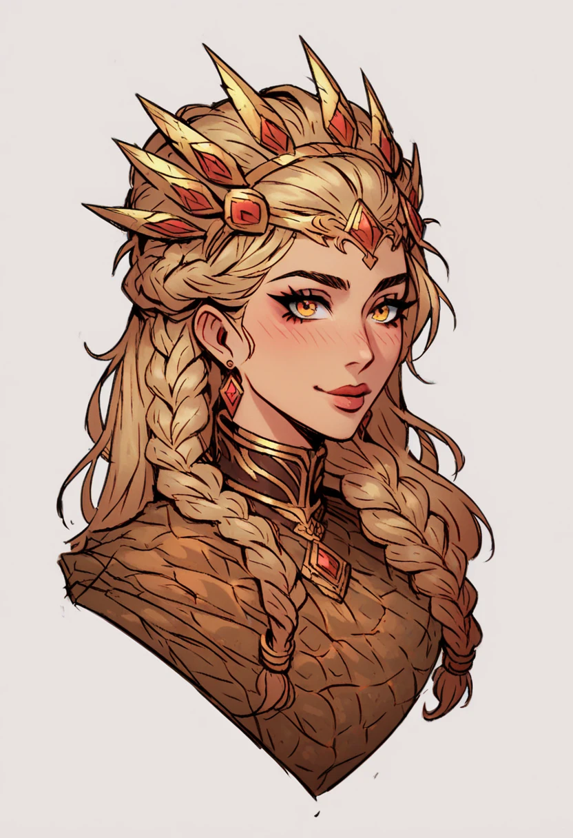 A digital illustration of a female character in the artistic style of ...