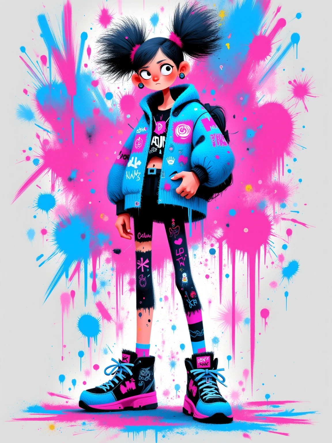 Creative art illustration, fun, humorous, very funny punk style bad ...