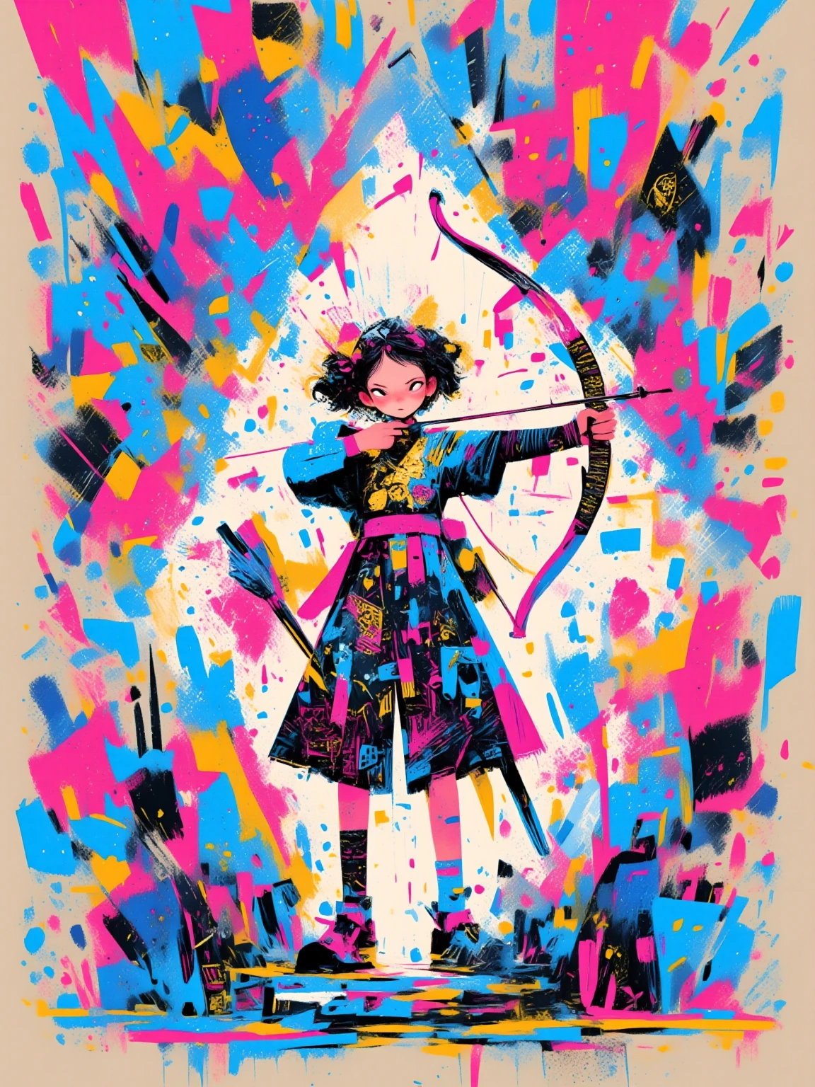 Floating in a collapsing mandala, the girl's bow push triggers nano ...