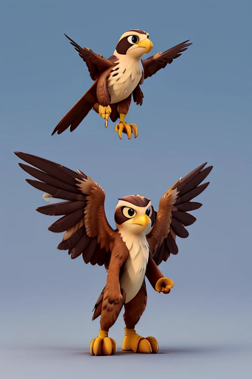 Generate multiple images of the provided 3D cartoon falcon character ...