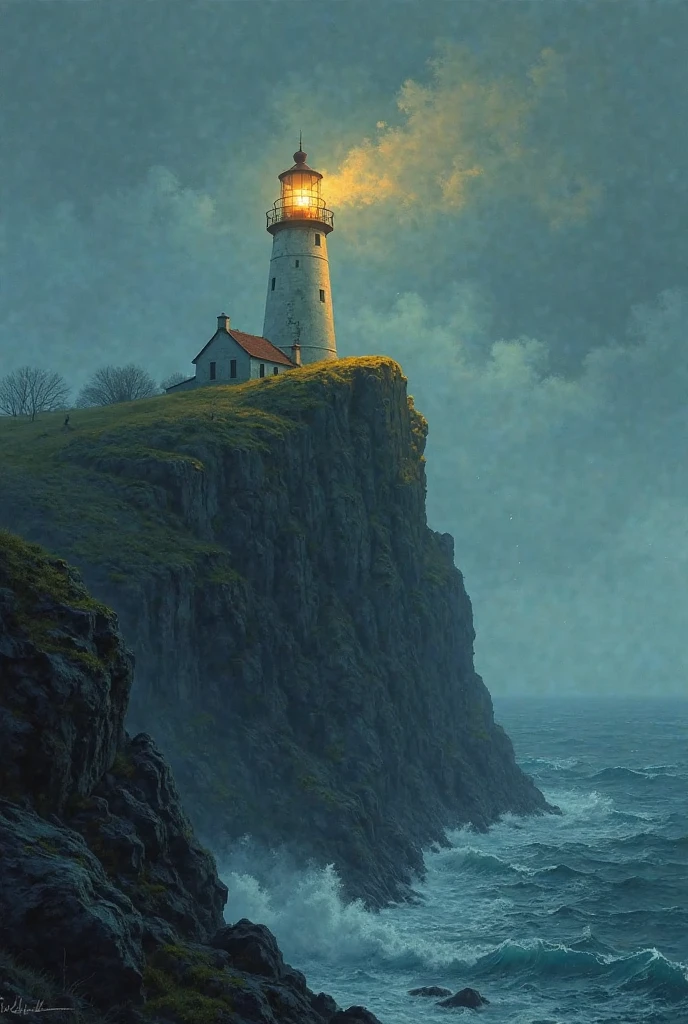 Title: The Last Lightkeeper On a crumbling cliff by the sea - SeaArt AI
