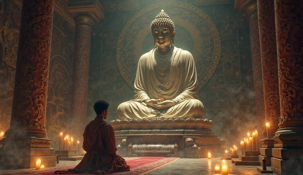 19. Anand’s Realization – Anand bowing to Buddha, showing his ...