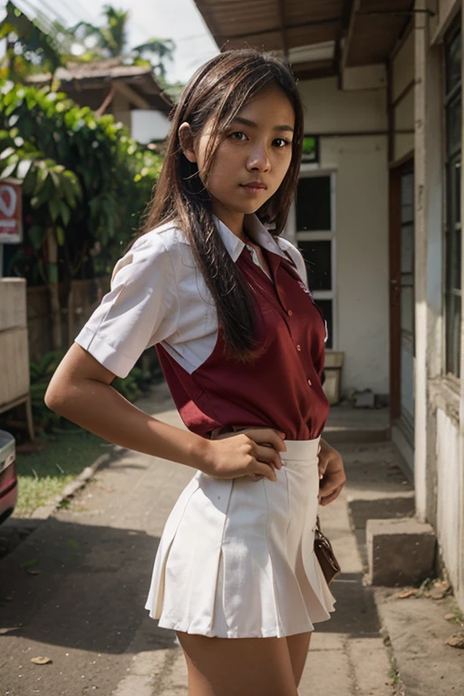 Create moving image of gemoy girl using Indonesian high school uniform - SeaArt AI