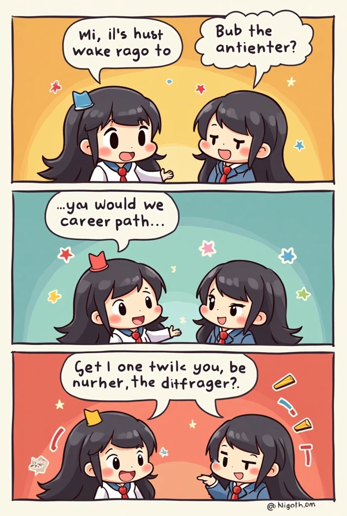 Comics 3 chibi character comics about career dialogue - SeaArt AI