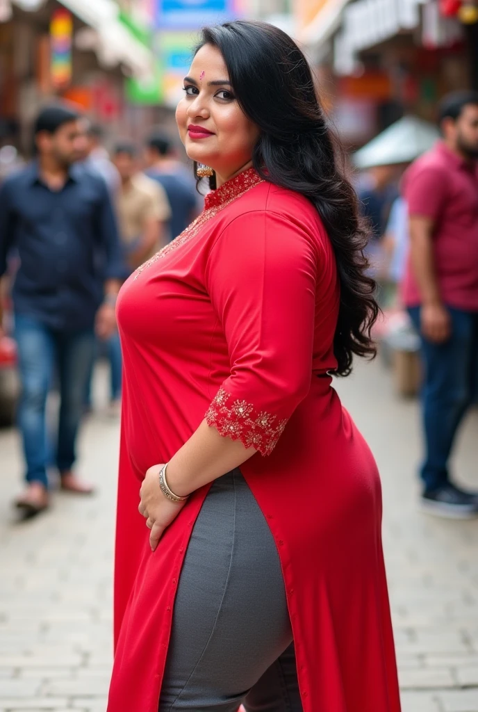 Beautiful indian plus size chubby women in kurti legging churidar tight ...