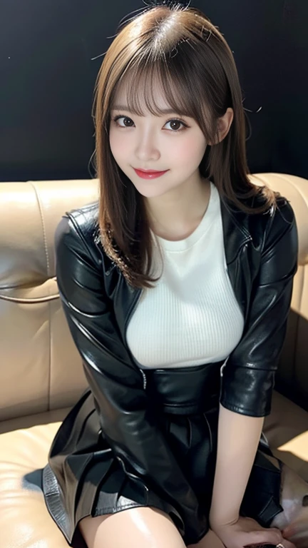 Front view:1.7, large breast:1.4, ((focus on crotch)), genuine leather ...