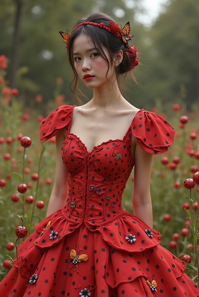 Create a sketch of a dress that looks like a ladybug - SeaArt AI