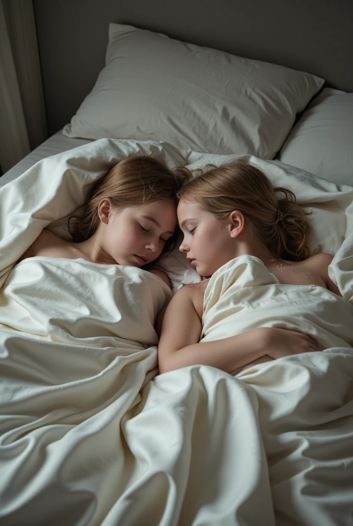 Fillettes de 6 ans, nue, under the covers, wet - SeaArt AI