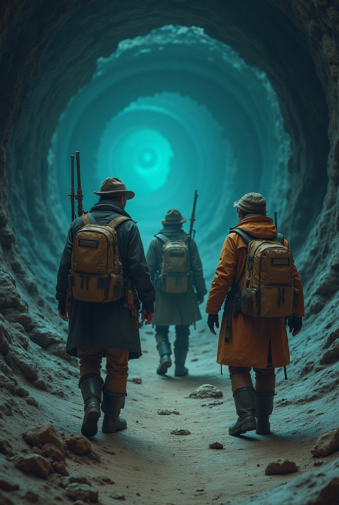 Three characters together in the center of the empty earth on their ...