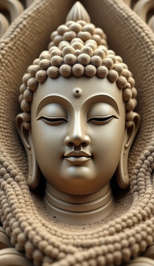 Create the buddha face with sands art details be professional - SeaArt AI
