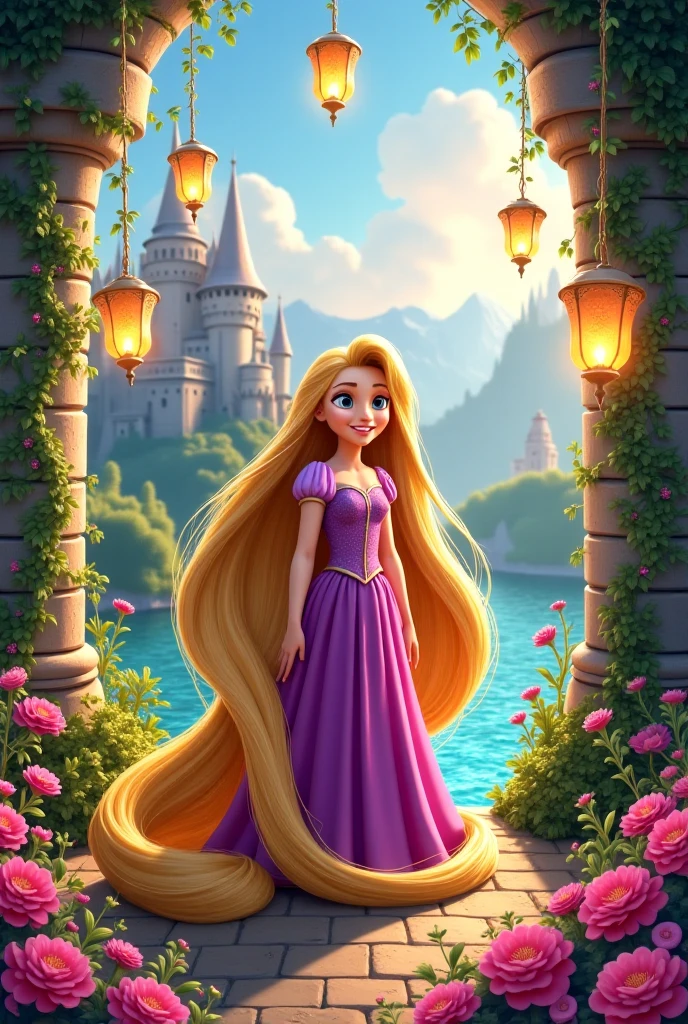 Emilia's 5th birthday virtual invitation with Rapunzel theme - SeaArt AI