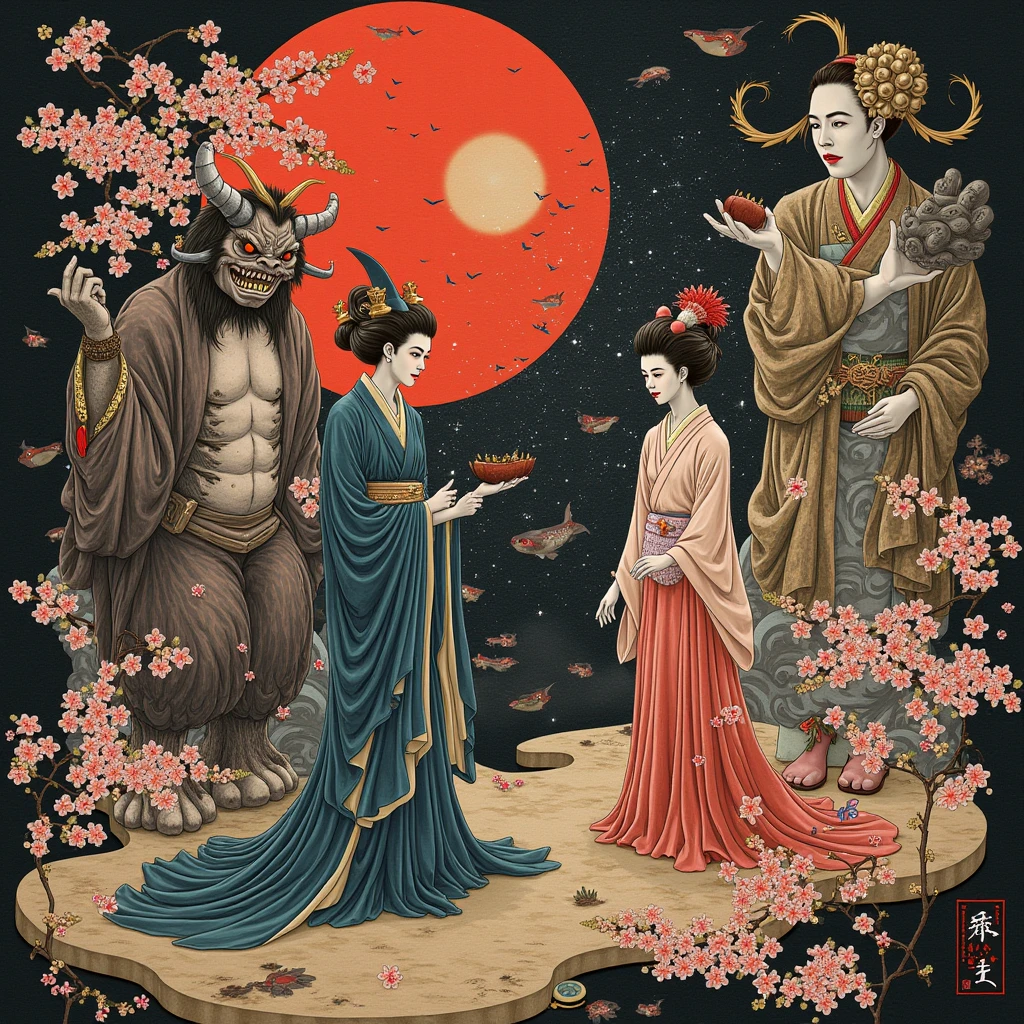 COLLAGE OF SEVERAL IMAGES JapanLegends and mythology with Yokais ...