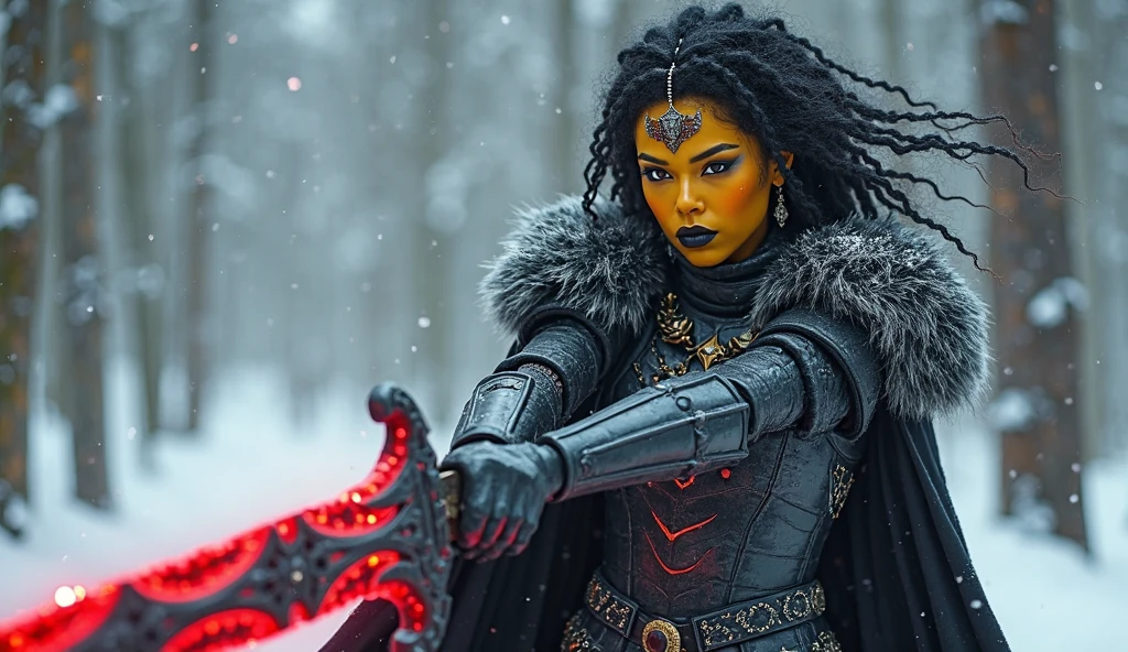 ((upper torso, armored female “ minion” barbarian savage, battle worn ...