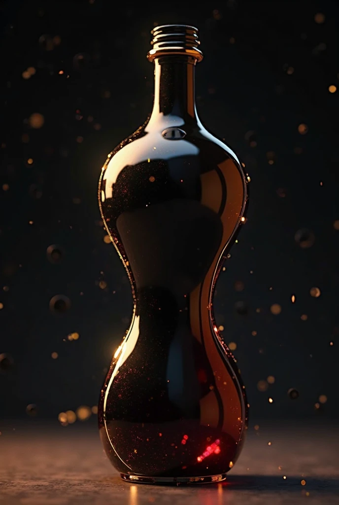 Make an animated bottle with the gold border and the black interior ...