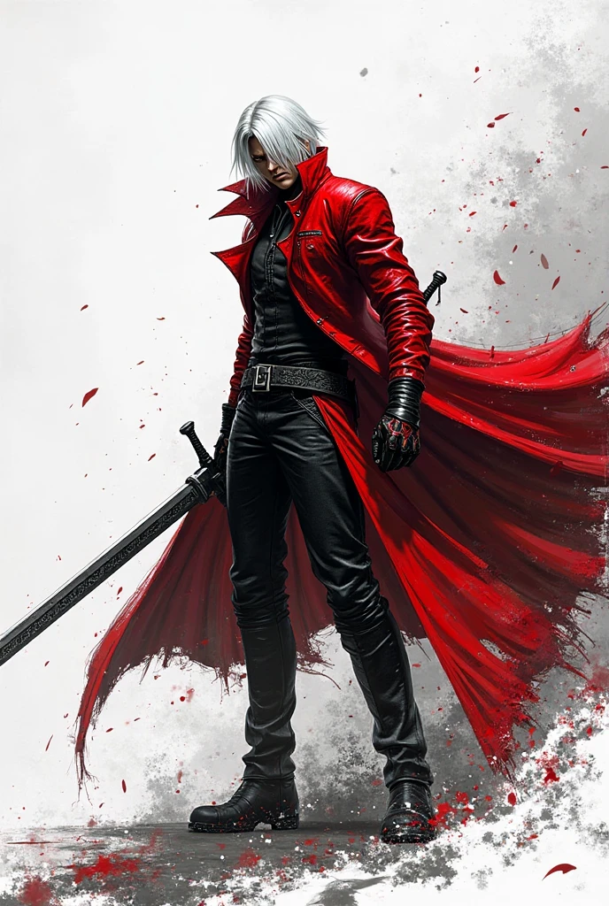 Dante from devil may cry, wearing red coat, dynamic pose holding the ...