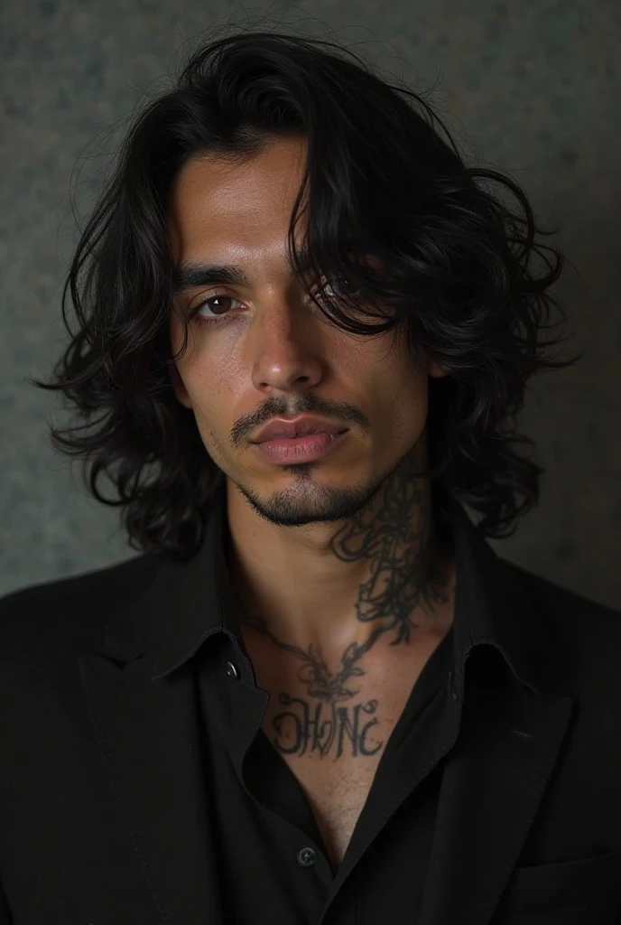 Now make a half asian half spanish guy with longish wavy dark hair and ...
