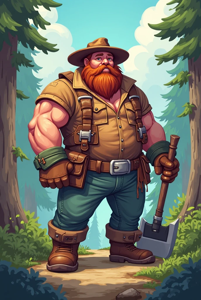 Draw a fat lumberjack but get a 2d game character - SeaArt AI