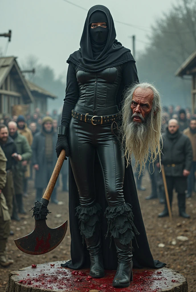 Black full face creepy lycra balaclava sexy female executioner - SeaArt AI