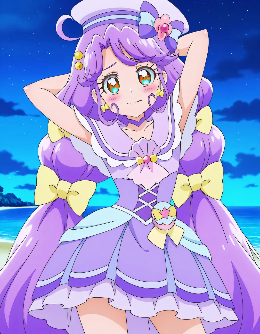 A close up of a person in a dress on a beach - SeaArt AI