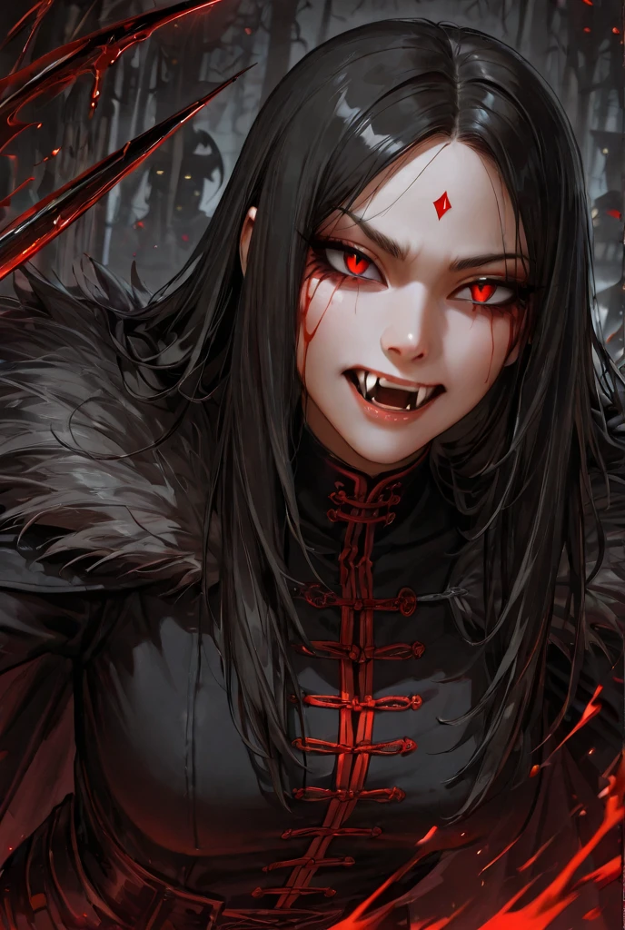 Anime Character, Dark-haired female, vampires with blood-filled fangs ...