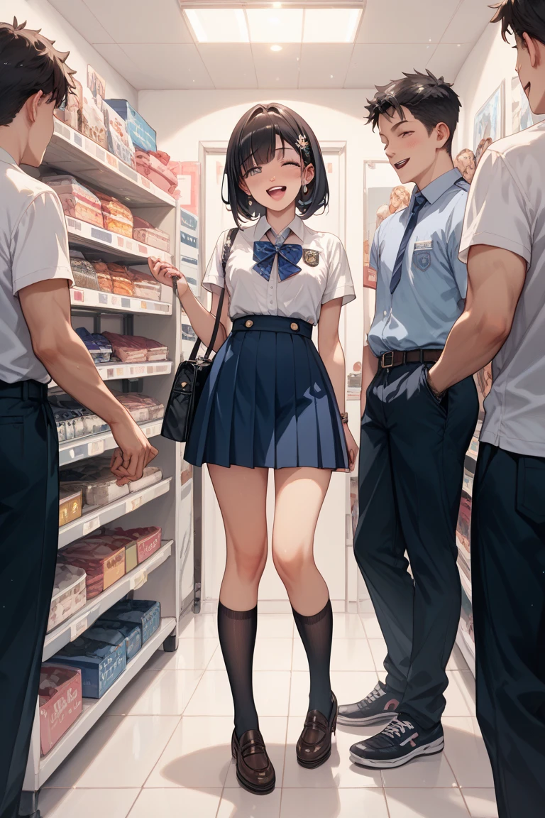 Pretty girl uniform anime JK's are laughing in the fitting room of a ...