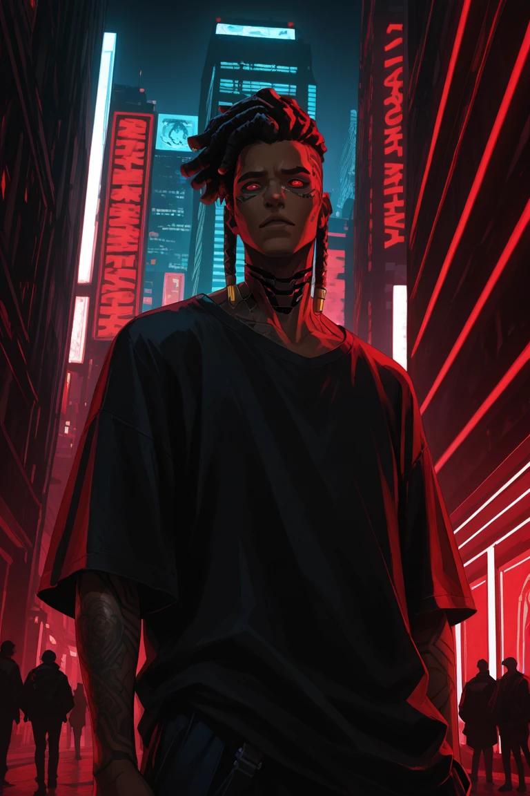 Man, male, loose-fitting clothing, Cyberpunk dark anime, exposure and ...