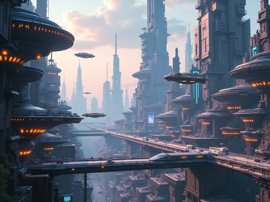 BACKGROUND WITH ROBOTIC FUTURISTIC CITY - SeaArt AI