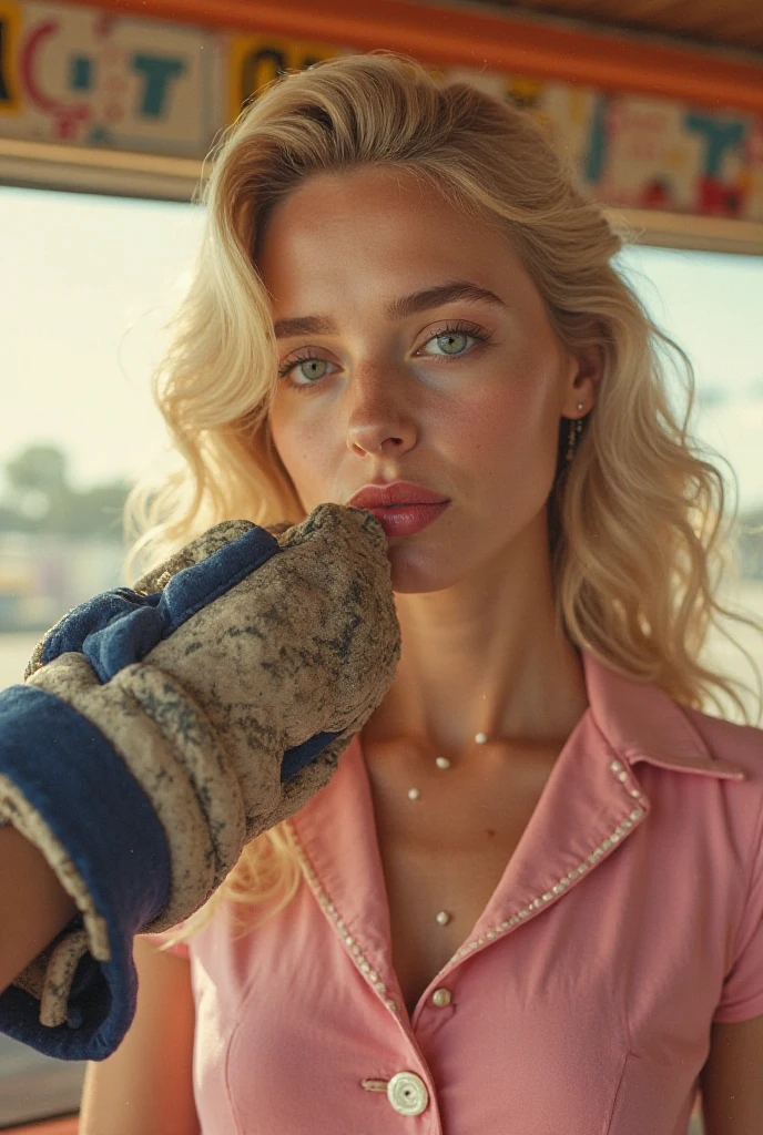 A sun-kissed blonde beauty radiates vintage pageant elegance - SeaArt AI