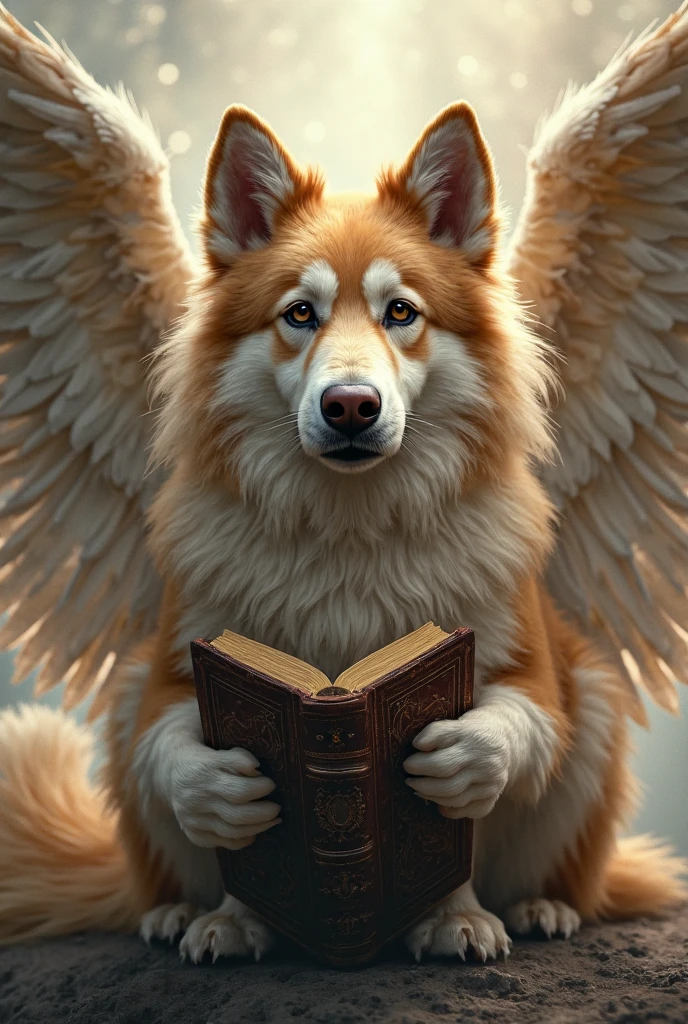 A furry dog with a passionate face, he will be holding the Bible ...