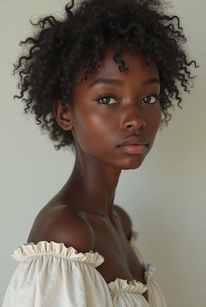 Medium-build girl with dark skin with white dress and tender face super ...