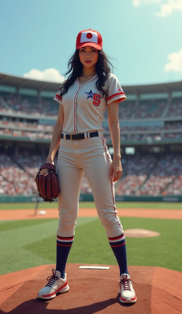 "She is an attractive and beautiful female baseball player with a ...